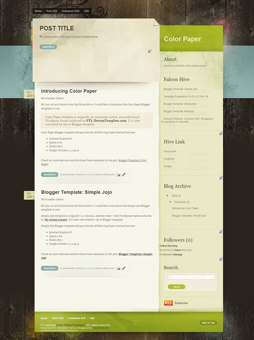 Color Paper Blogger Template